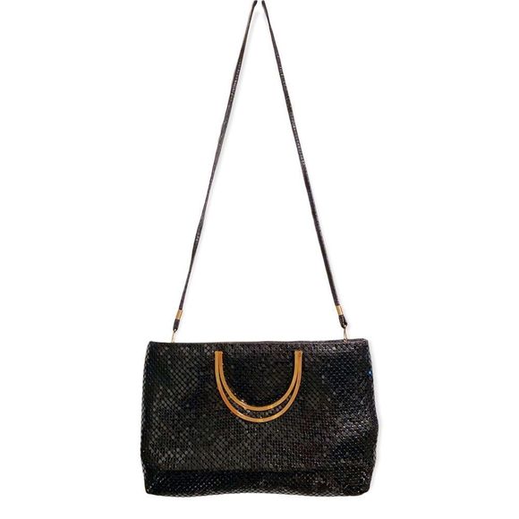 Bags | Vintageblack Metal Mesh Chainmail Handbag Purse With Gold Oring ...
